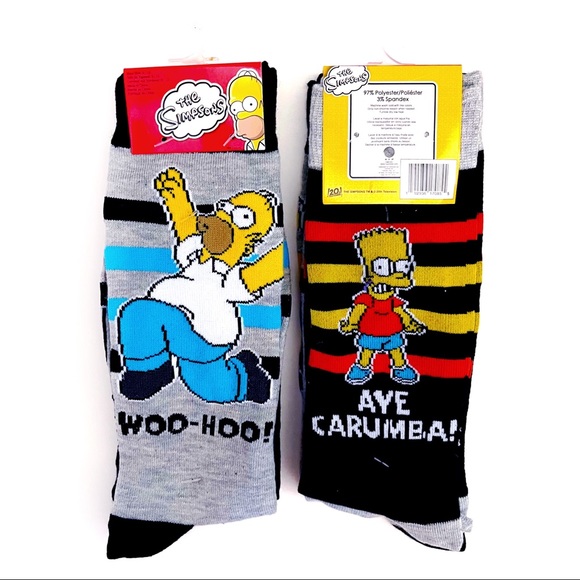 Underwear & Socks | The Simpsons Homer Bart Simpson Crew Socks 2 Pairs ...